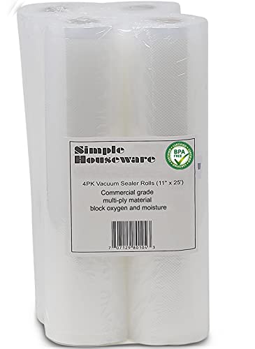 4 Pack - SimpleHouseware 11" x 25 Feet Vacuum Sealer Bags (total 100 feet)