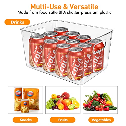 5 PACK Clear Plastic Storage Bins –Pantry Organization and Storage Bins-Cabinet Organizers-Fridge Organizer-Household Food Storage Baskets for Countertops, Refrigerator, Bedrooms, Bathrooms