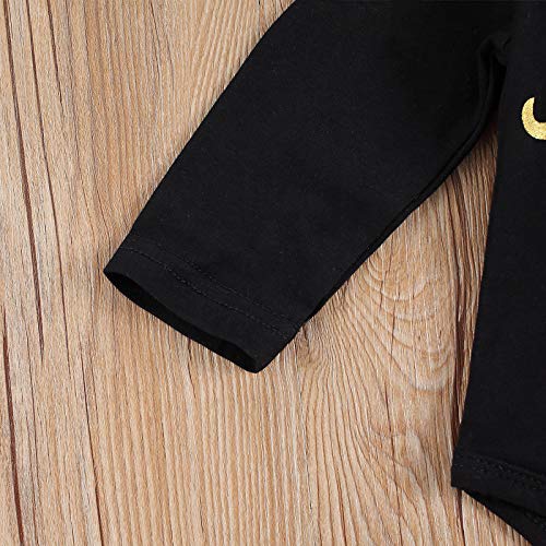 MAINESAKA Newborn Baby Girls 3pcs Outfit Set Auntie's Bestie Romper + Floral Pants Clothing Set(black + leopard 1,6-9 Months)