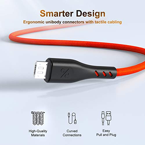 Micro USB Cable Braided 10ft, Android Charging Cable Fast Phone Charger Cord with Extra Long Length Nylon Braided Compatible with PS4,Samsung Galaxy S7 Edge/S7/S6,Note 5 4,LG(3pack)