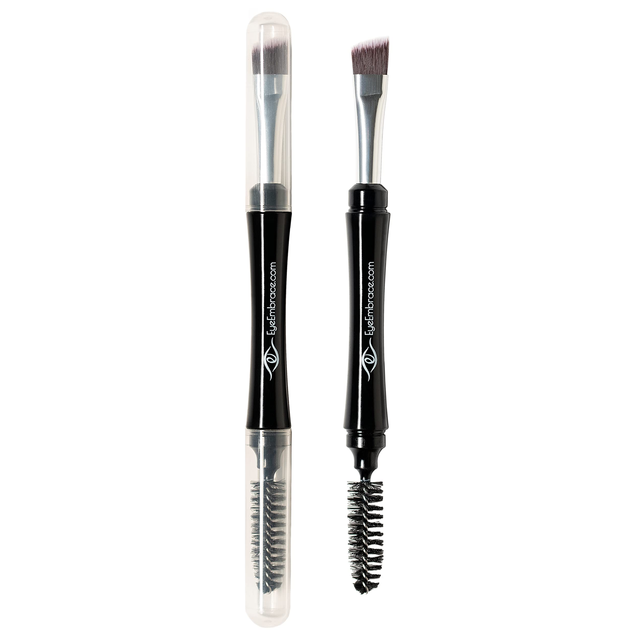 Eye Embrace Pro Grip Angled Eyebrow Brush and Spoolie Brush – Premium Quality Brush for Brow Makeup