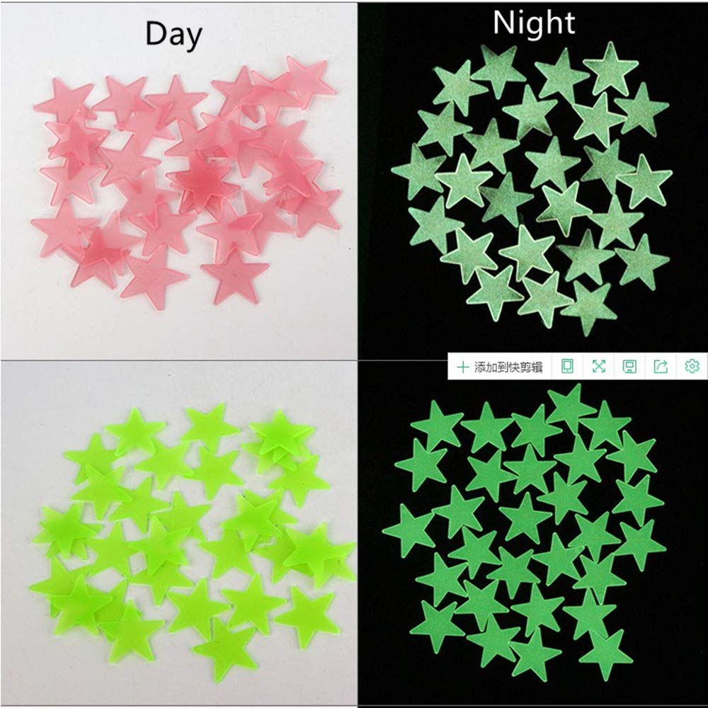 500Pcs 3CM Glow in The Dark Wall Decals Stars Stickers for Home Ceiling Wall Baby Kids Bedroom (Multicolor)