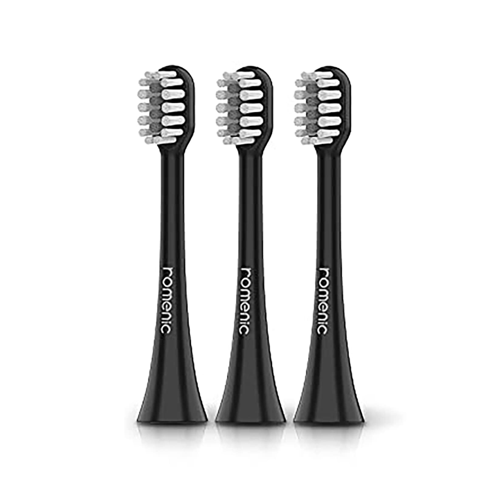 3pcs Replacement Brush Heads for Hyslor Electric Toothbrush Sonic Clean 1000/2000, Air Clean 1, Romenic T10X, H20S๏ผSmall and Soft Brush Heads, Black