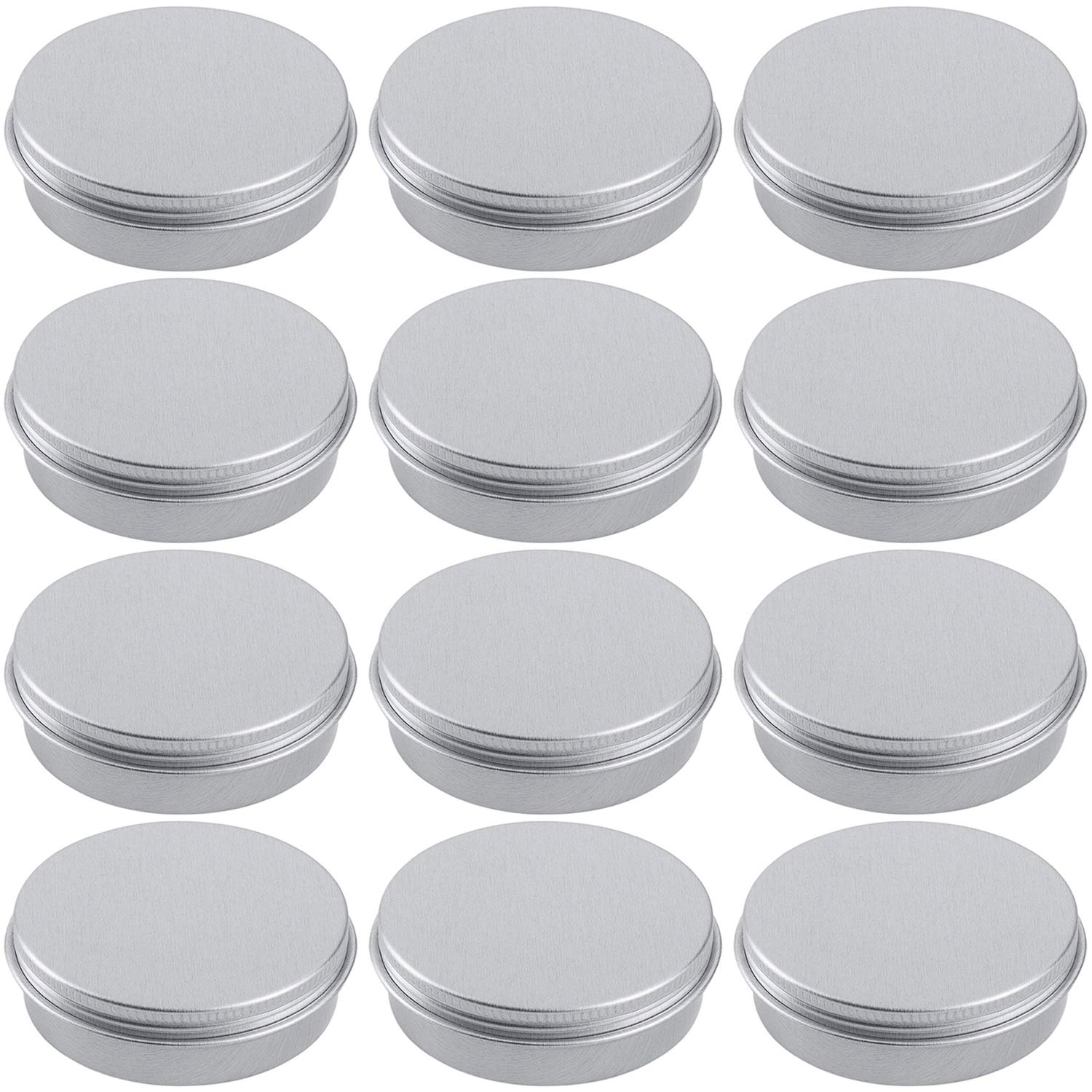 4 Ounce Aluminum Tin Jar Refillable Containers 120 ml Aluminum Screw Lid Round Tin Container Bottle for Cosmetic,Lip Balm, Cream, 12 Pack.