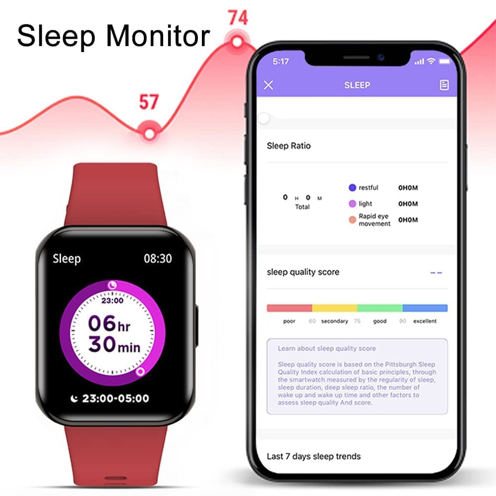 1.8" Smart Watches for Men Women Full Touchscreen Waterproof Smartwatch with Sports Activity Calorie Steps Counter Fitness Tracker for Android iOS