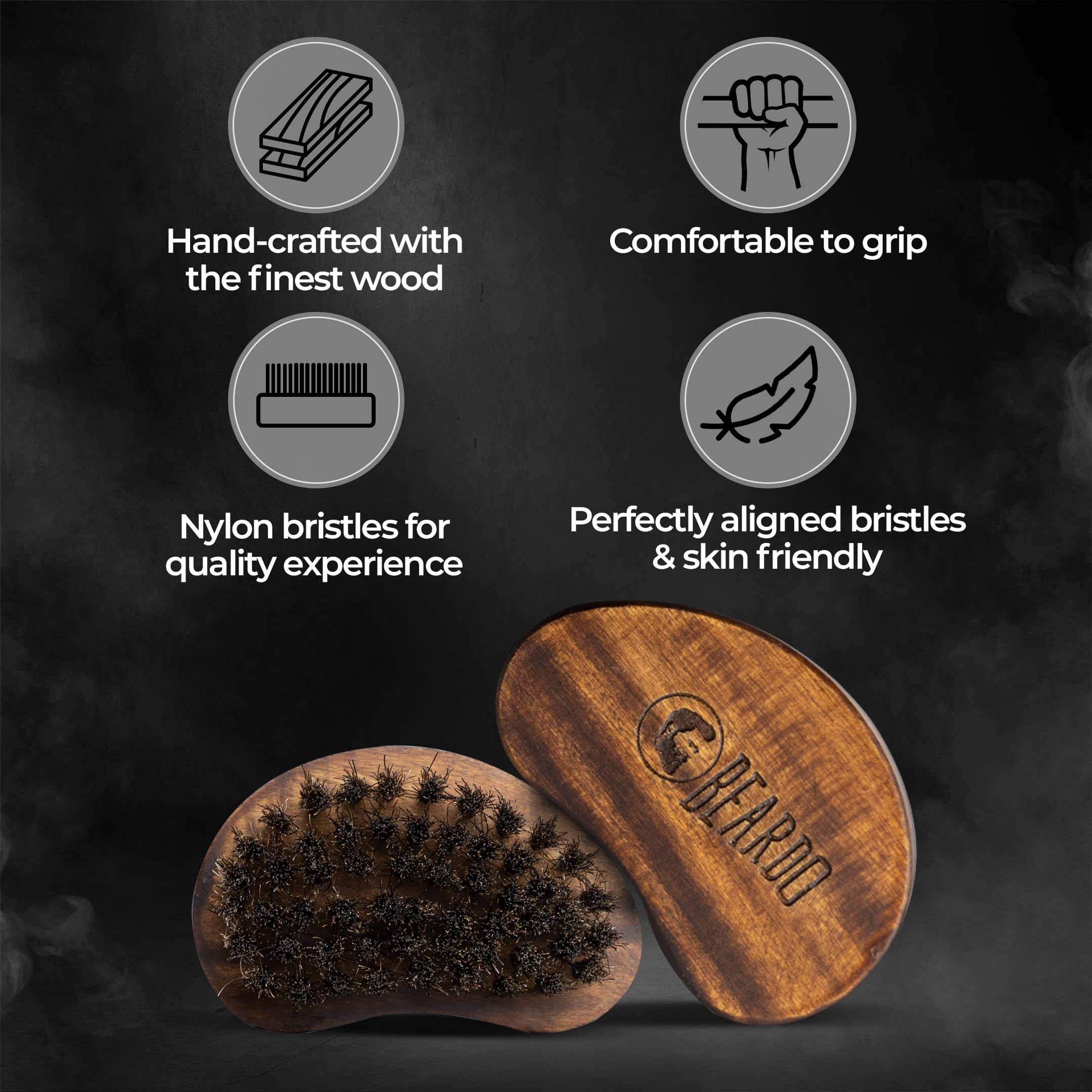 Beardo Boar Bristle Beard Brush For Men | Travel Friendly Pack with Cover | Made from Natural Boar Bristles and Sheesham Wood to shape the beard and simulate hair follicles to boost growth