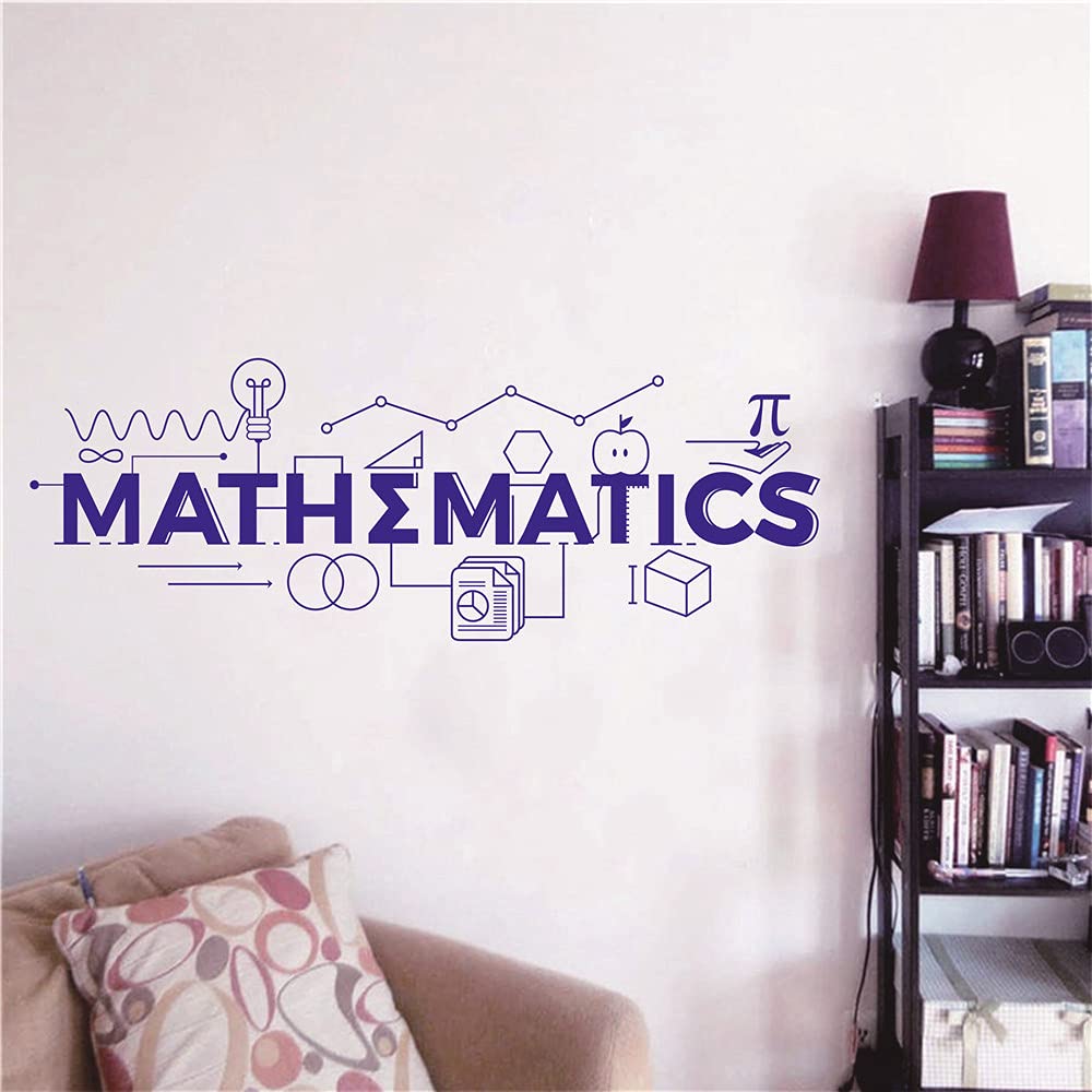 Children Room Mathematics Sign Wall Stickers Math Education Vinyl Decals School Classroom Decoration Motivational Poster Wall Murals HQ951 (Blue)