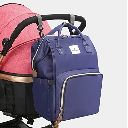 Ramhorn Diaper Bag Backpack Multifunctional Travel Back Pack Maternity Baby Changing Bags Waterproof Large Capacity For Baby Care Dark blue