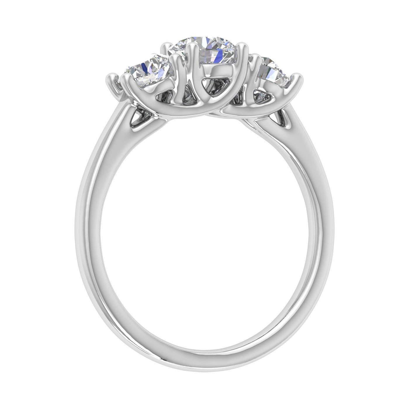1 Carat 3-Stone Diamond Engagement Ring Band in 14K White Gold (Ring Size 8)