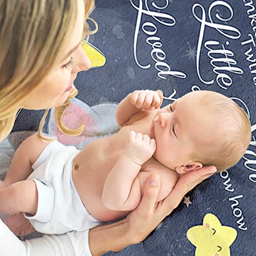 Pavo Personalized Baby Blankets for Boys - Twinkle Twinkle Little Star Elephant Custom Baby Blanket - Includes Bib & Onesie Option - Personalized Baby Gifts for Christmas, Thanksgiving, Shower