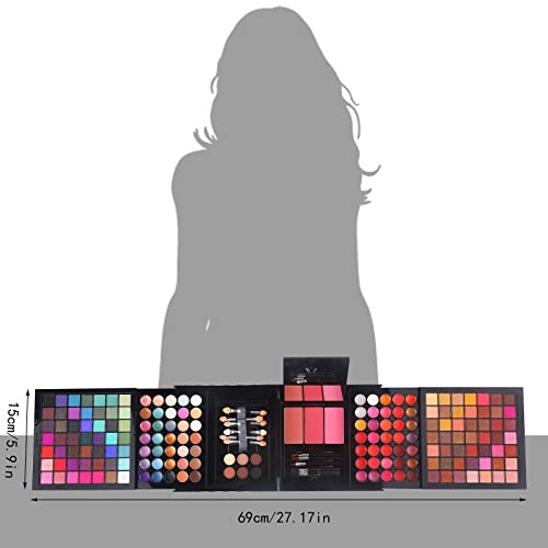 177 Colors Professional Makeup Kit for Women Full Kit Gift Set with Mirror All in One Make up Palette Combination with Eyeshadow Powder Eye Shadow Gel Lip Gloss Concealer Eyebrow Powder Blush Brushes Cosmetic Case for Girls (AM09)