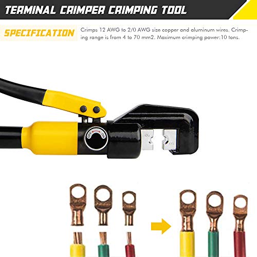 10 Ton Hydraulic Hand Crimper Tool Set for Stainless Steel Cable Railing Fittings, Crimps 1/8" to 3/16", Cable Crimping Tool with 9 Pairs of Dies