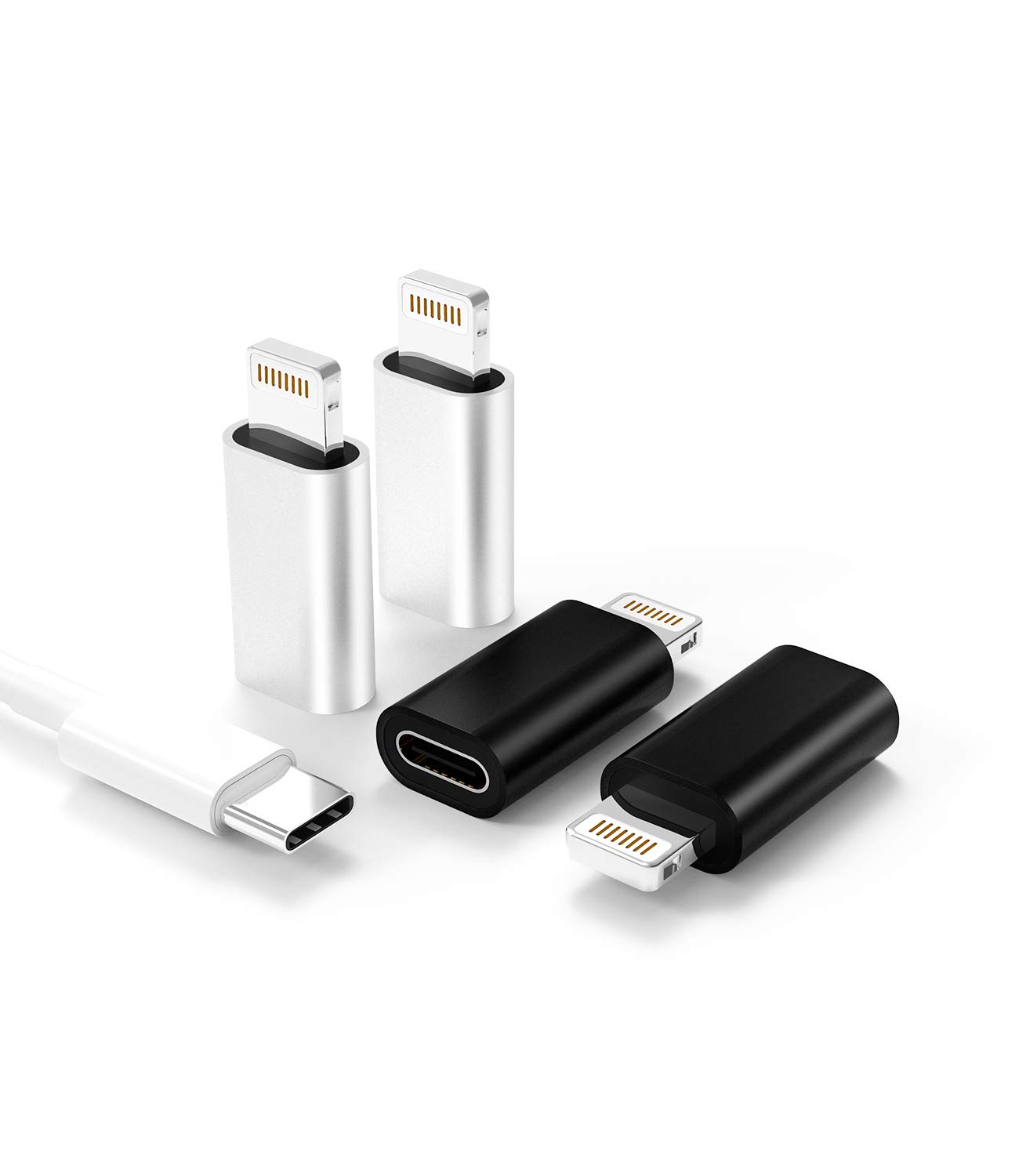 4Pack USB C Female to Lightning Male Adapter for iPhone 12 11 mini XR/XS/SE/7/8/X/Plus/Pro Max Ipad Air Mini Type Compatible with Charging Data Transmission Connect Charger Connector Cable Converter