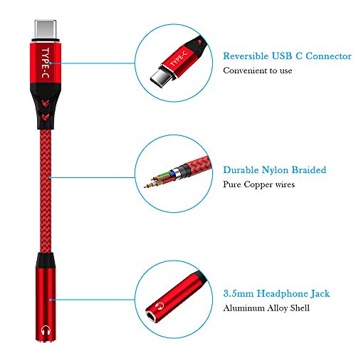 APETOO USB C to 3.5mm female Headphone Jack Adapter,Type C to Aux Earphone Adapter Audio Dongle Hi-Res DAC for Samsung S23 Ultra S22 S21 S20 Note 20 Ultra A53 Z Flip4 3,Pixel 7 6 5 4 3 2XL,OnePlus 9 8