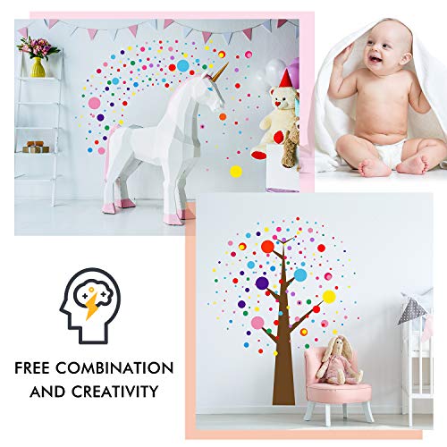 264 Pieces Polka Dots Wall Sticker Circle Wall Decal for Kids Bedroom Living Room, Classroom, Playroom Decor Removable Vinyl Wall Stickers Dots Wall Decals (12 Farben)