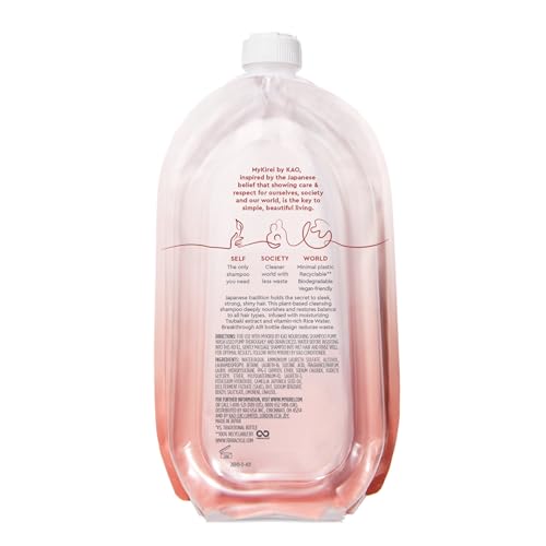 MyKirei By Kao Shampoo Refill with Japanese Tsubaki & Rice Water for Hair, 10.1 Fl Oz