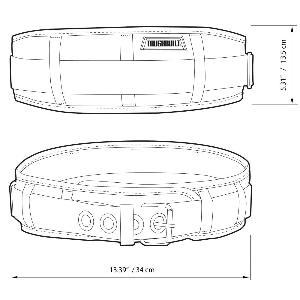 ToughBuilt - Padded Work Belt - Heavy Duty, Deluxe Premium Quality, Durable - Adjustable Size - (TB-43A)