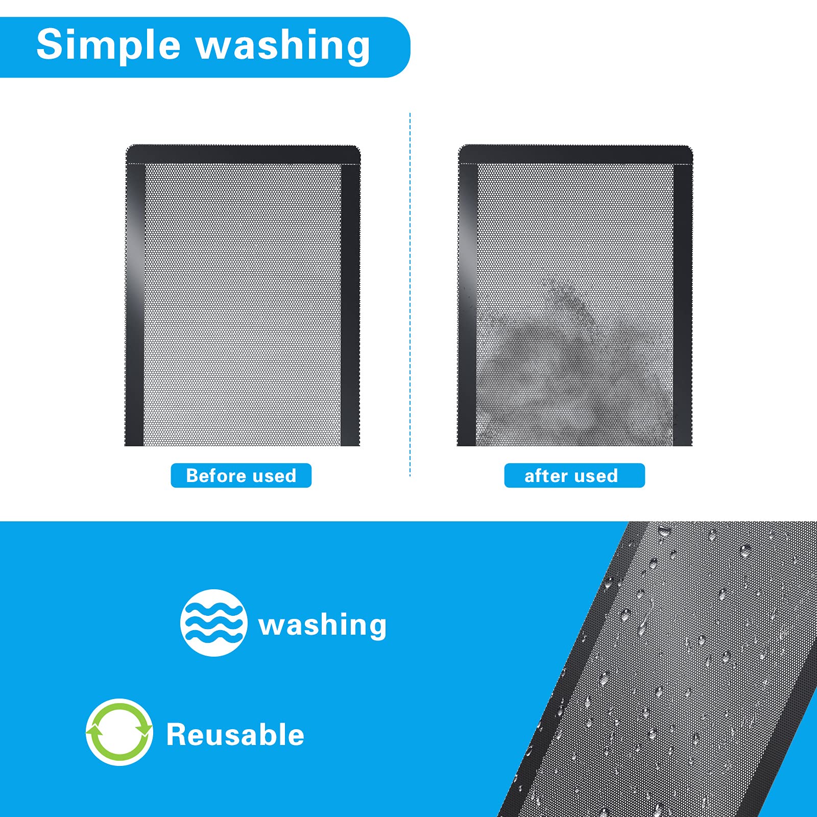 4 Pieces 240 x 120 mm Magnetic Frame PC Cooler Filter, PC Fan Dust Filter Magnetic Frame, Dustproof PVC Cover Computer Fan Grills, Dust Filter for Computer Cooler Fan (Black)