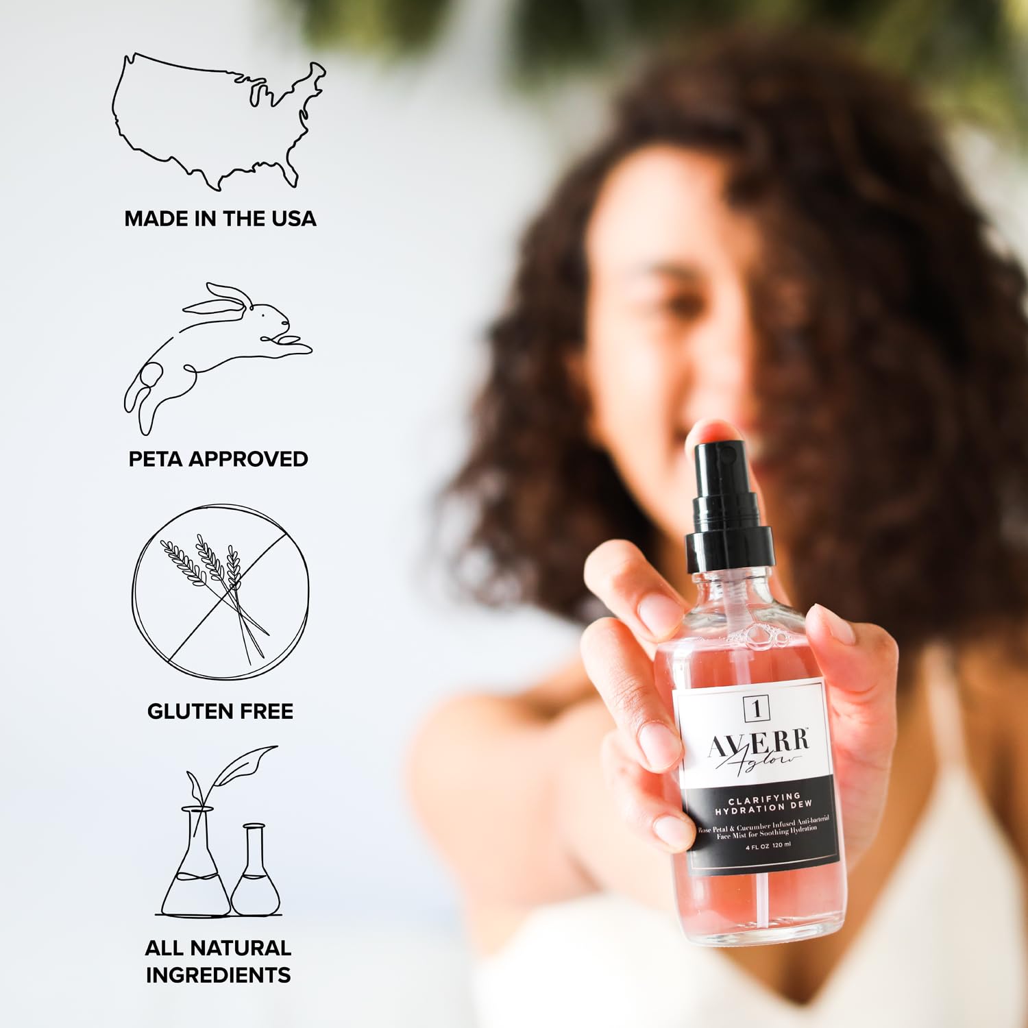 Averr Aglow - Rose Water Clarifying Hydration Dew - Prevents Acne Breakouts, Blackheads & Blemishes - Daily Skincare Moisturizing Face Mist - Balance Oily & Dry Skin - Hydrate & Soothe Redness - 4 oz