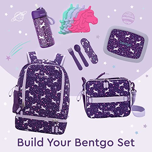 Bentgo® Kids 2-in-1 Backpack & Insulated Lunch Bag - Durable 16” Backpack & Lunch Container in Unique Prints for School & Travel - Water Resistant, Padded & Large Compartments (Unicorn)