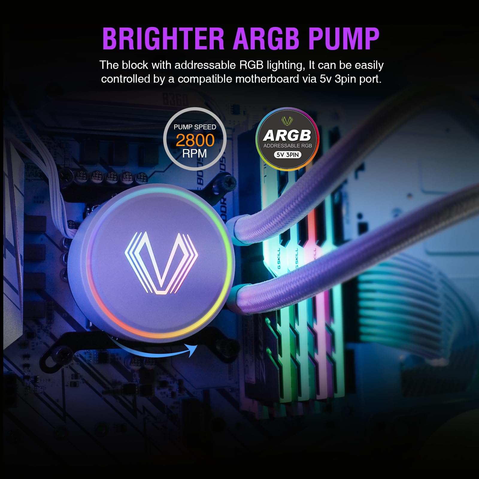 Vetroo V240 White Liquid CPU Cooler 240mm Addressable RGB Pump & PWM Fans 250W TDP AIO Water Cooling w/Controller Hub for Intel LGA 1851/1700/1200/115X AMD AM5/AM4 for Gaming Console