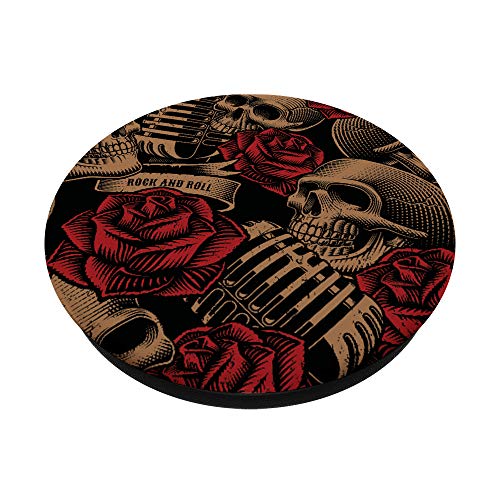 Rock'n'Roll Skulls Roses Musician Music Musical Songwriter PopSockets PopGrip: Swappable Grip for Phones & Tablets
