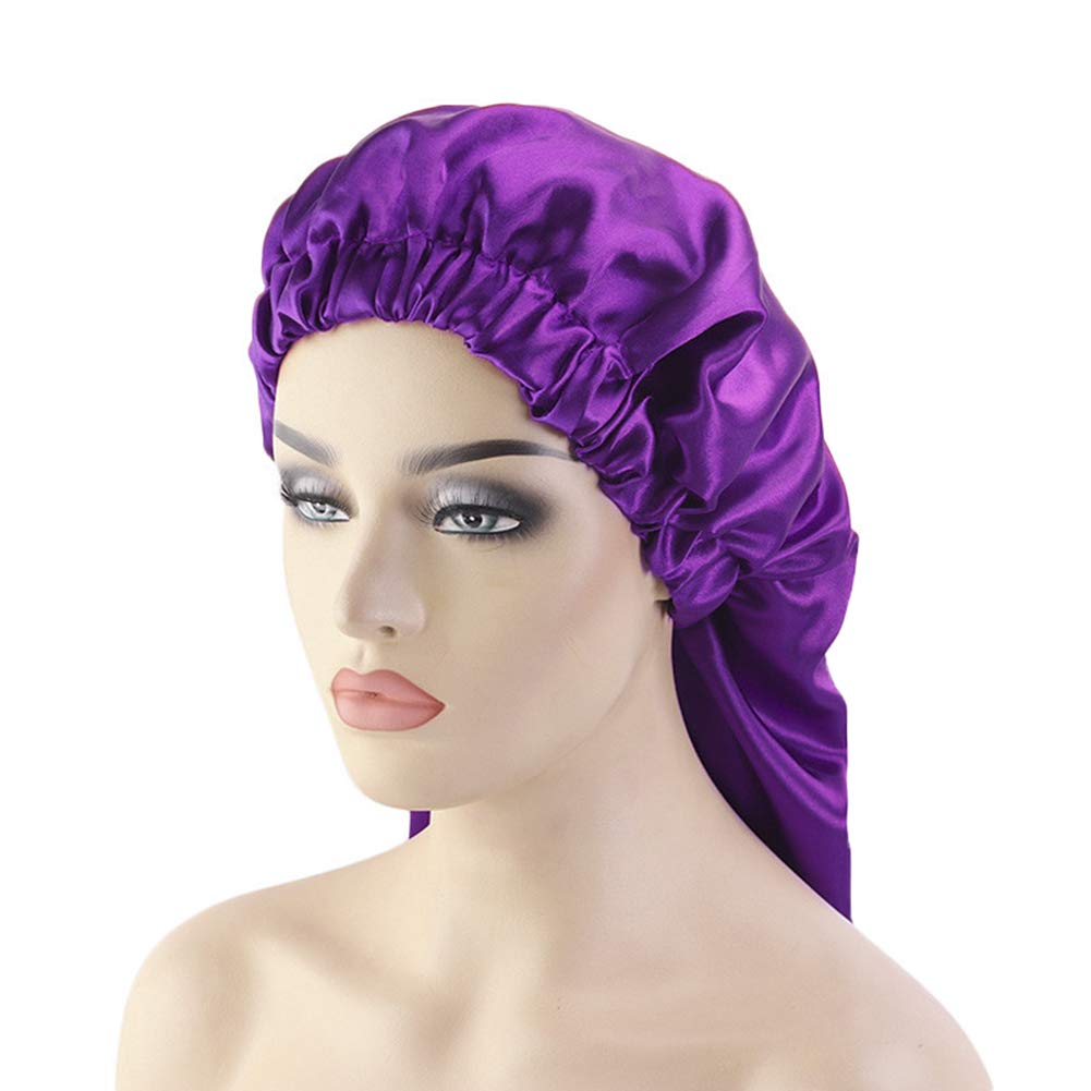 4 Pcs Bonnet for Braids, Dreadlock Cap Extra Long Soft Elastic Band Silky Satin Bonnet for Curly Hair Sleeping