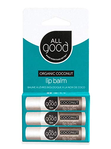 All Good Organic Lip Balm - Hydrating Lip Balm for Soft Smooth Lips with Calendula, Lavender, Olive Oil, Beeswax, Vitamin E & Coconut (3-Pack)