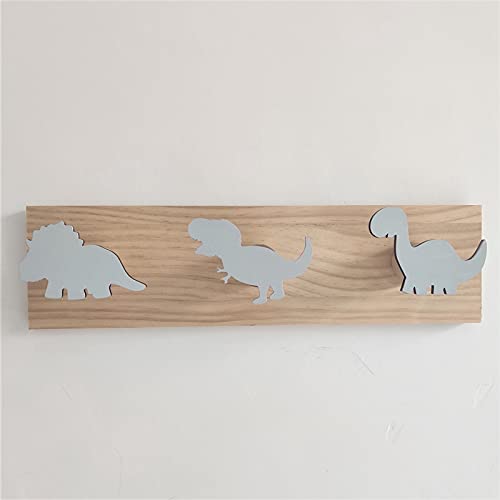 sanction Kids Dinosaur Wall Mounted Coat Hooks Wooden Door Hanger for Boys Bedroom Nursery Playroom Decorations -Black