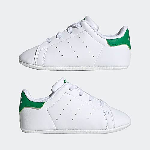 adidas Originals unisex baby Stan Smith Crib Sneaker, White/White/White, 3 Infant US