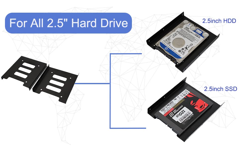 2.5 to 3.5 Hard Drive Adapter, SNANSHI SSD Mounting Bracket SSD HDD Metal Mounting Bracket 2.5 to 3.5 Adapter for PC SSD (Pack of 2)