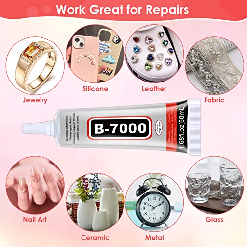 4 PCS 50ML B7000 Crafts Glue Super Adhesive, Multipurpose B-7000 Rhinestones Bonding Glue Flexible Clear Glue for DIY Jewelry Beads Fabric Cloth Nail Art Shoes Screen Repair