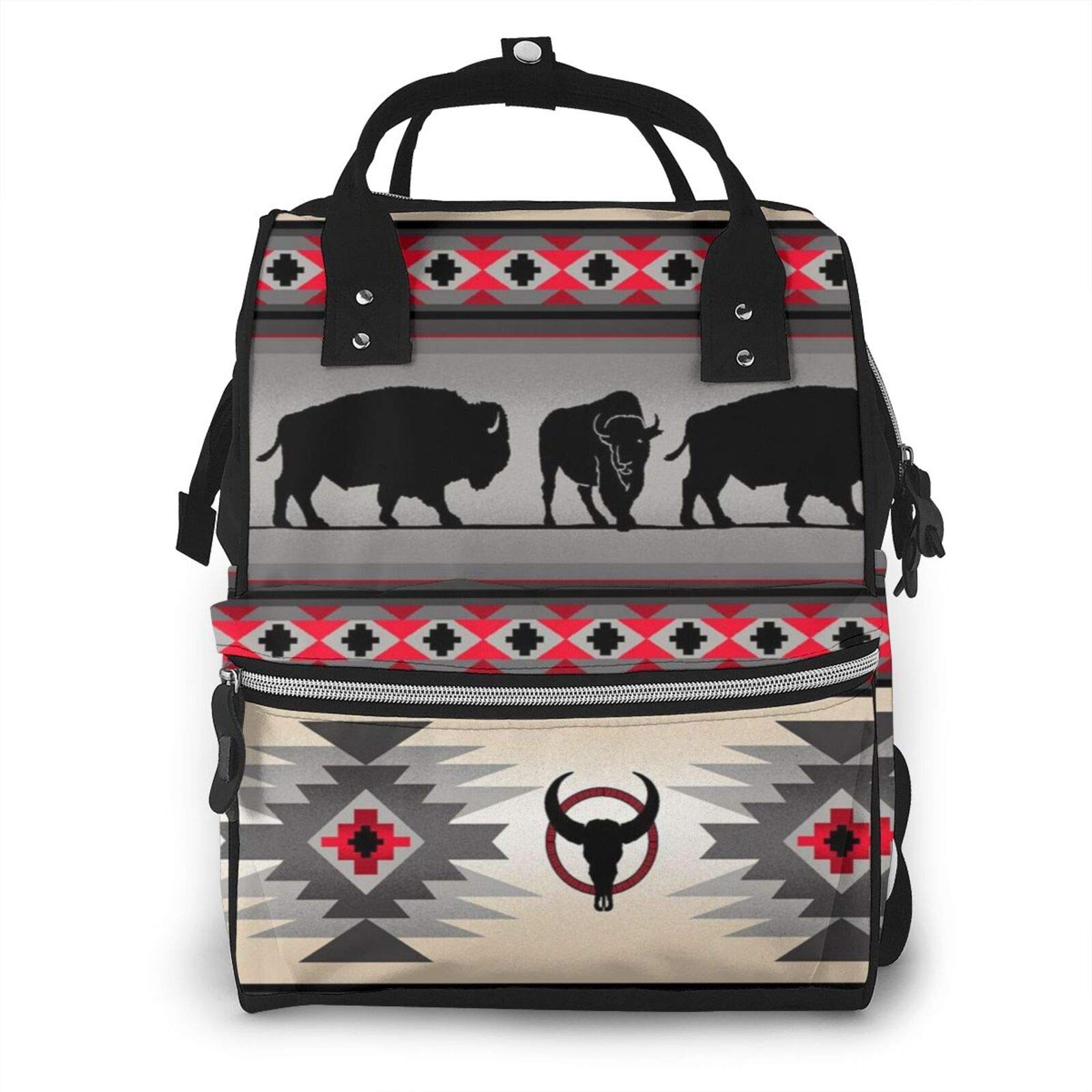 Diaper Bag American Native Bear Buffalo Stripe Large Capacity Nappy Bag Backpack for Baby Care Tote Bags Travel Backpack for Mom and Dad