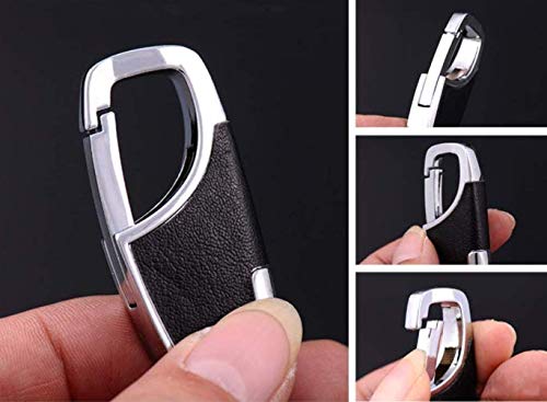 2PCS Stainless Steel Key Chain with Leather Heavy Duty Home Office Car Keychain with Key Ring Key Holder for Men and Women-Brown & Black