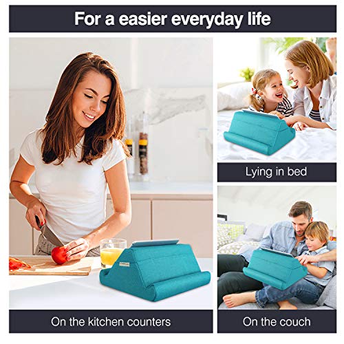 MoKo Tablet Pillow Holder, Pillow for iPad Multi-Angle Soft Tablet Stand Up to 12.9" for Xmas Gift, eReader, Fit with iPad 9, iPad Mini 6,iPad 10th, iPad Pro 11/12.9 2022,Galaxy Tab S9/S9+,Sea Blue
