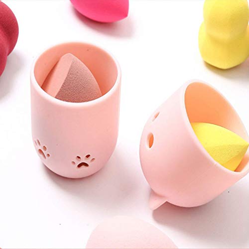 2 PCS Beauty Sponge Blender Container, TEOYALL Makeup Blender Sponge Holder Washable Reusable Protective Carrying Case (Pink/Blue)