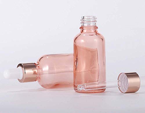 6 Pack Essential Oil Dropper Bottle Pink Glass Dropper Bottle Cosmetic Liquid Aromatherapy Bottle Perfume Sample Vial Travel DIY Dropper Pipette Bottles (50ml/1.7oz)