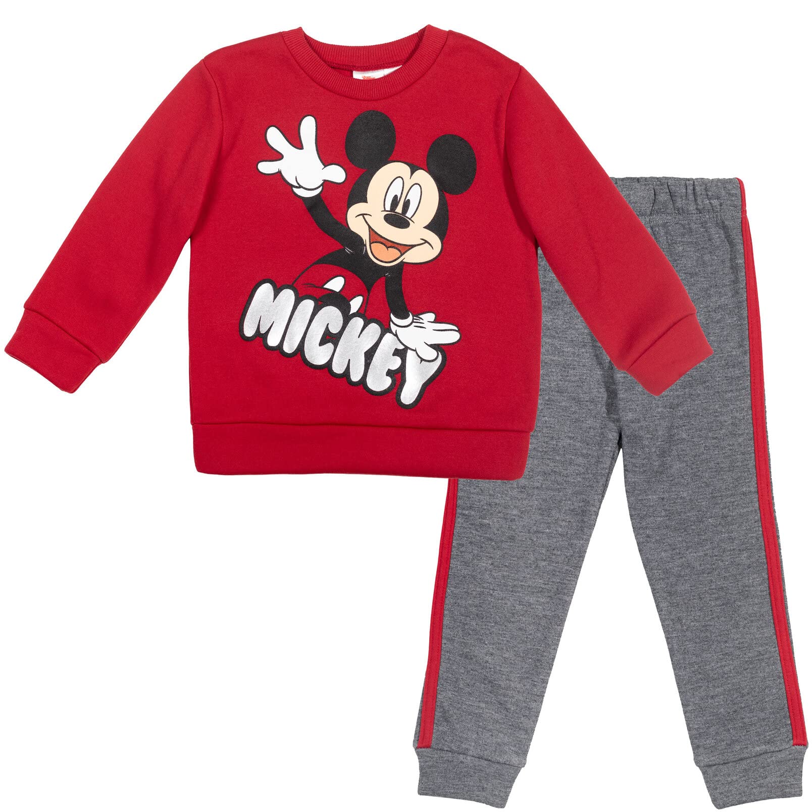 Disney Mickey Mouse Infant Baby Boys 2 Piece Set: Pullover Sweatshirt Jogger Pants Red/Gray 18 Months