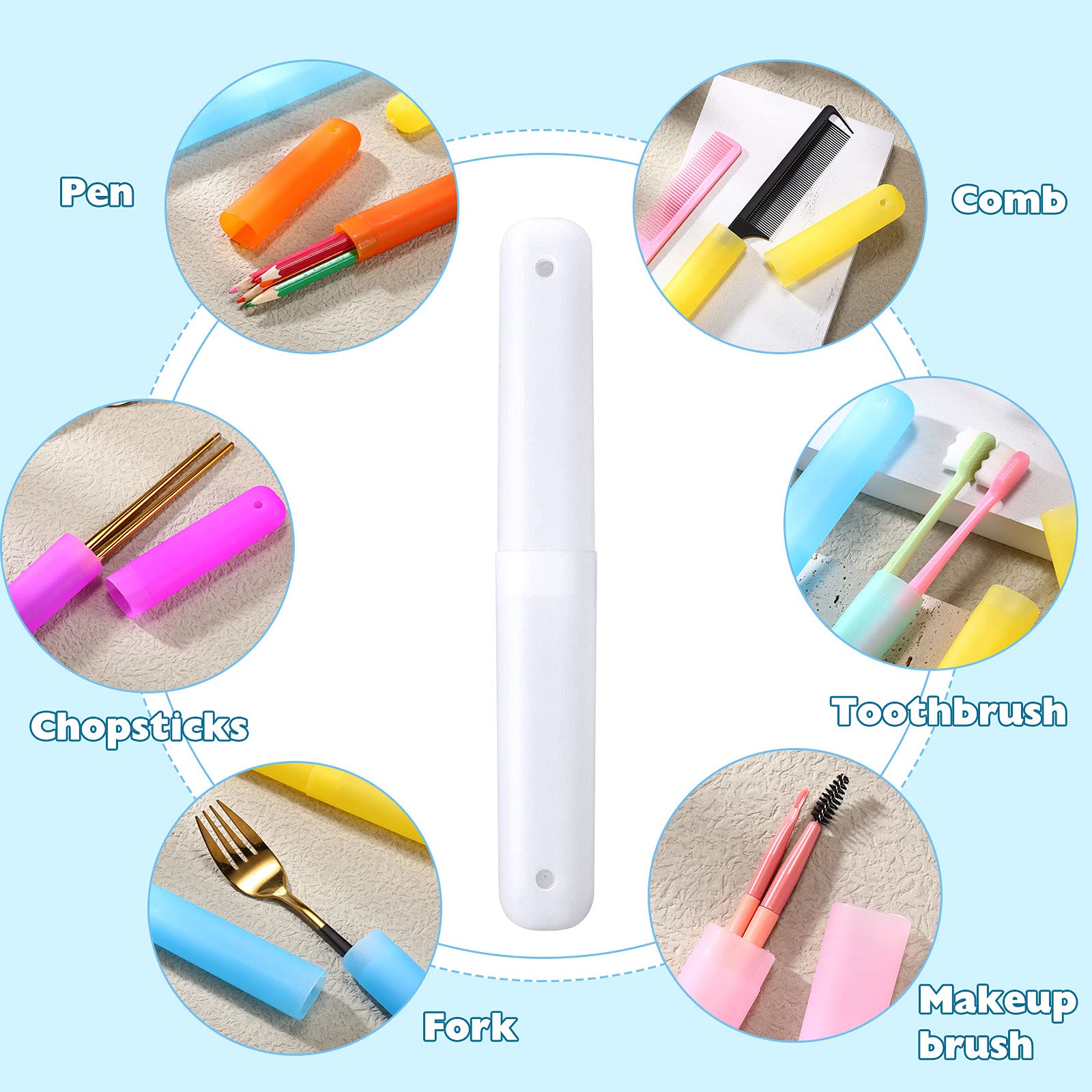 40 Pieces Travel Toothbrush Holder Case Portable Plastic Pencil Case Holder Toothbrush Carrier Cover Case Bulk Toothbrush Storage Containers for Traveling Camping Bathroom Business, 7 Colors