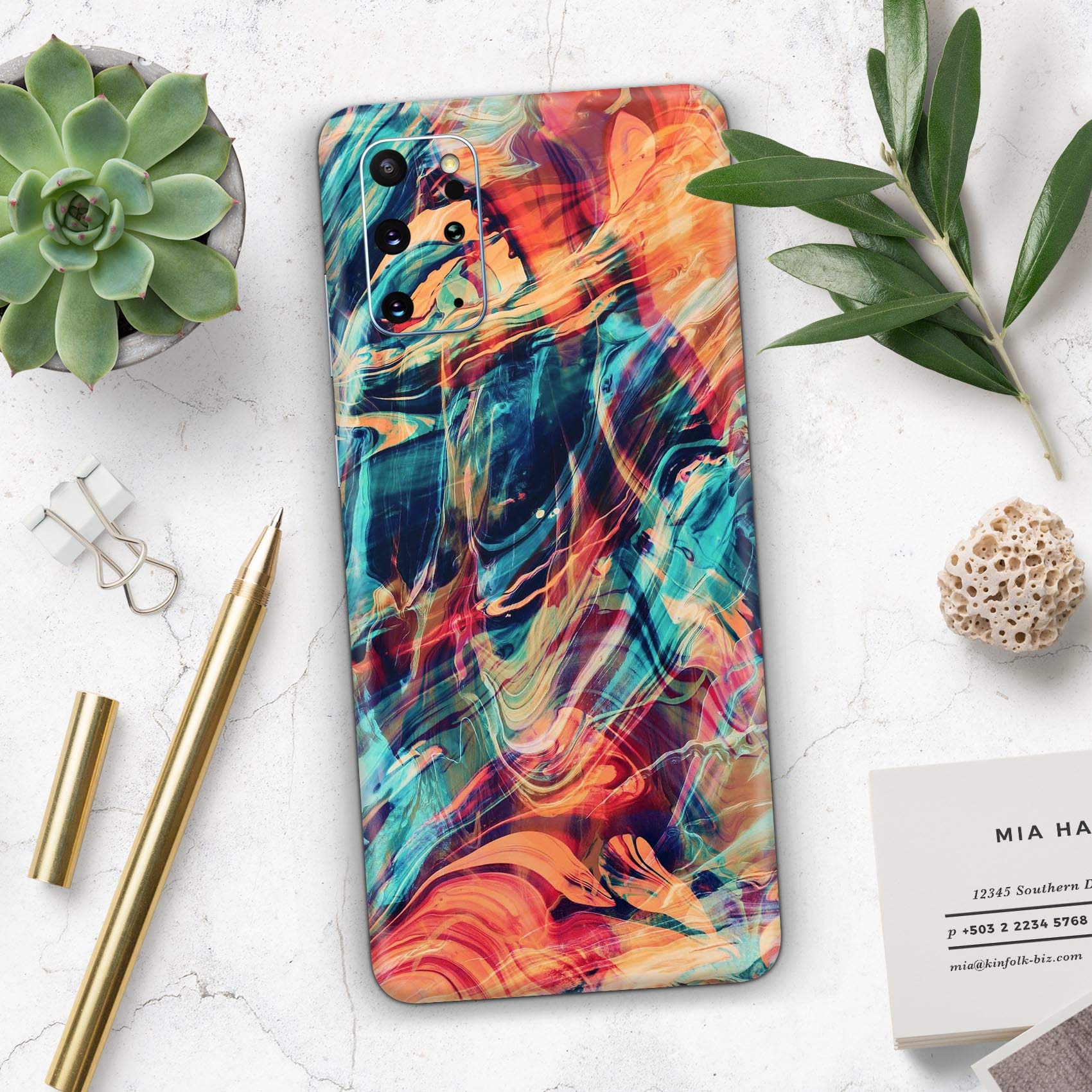 DesignSkinz Liquid Abstract Paint Remix V13 Protective Vinyl Decal Wrap Skin Cover Compatible with The Samsung Galaxy S20 (Screen Trim & Back Glass Skin)