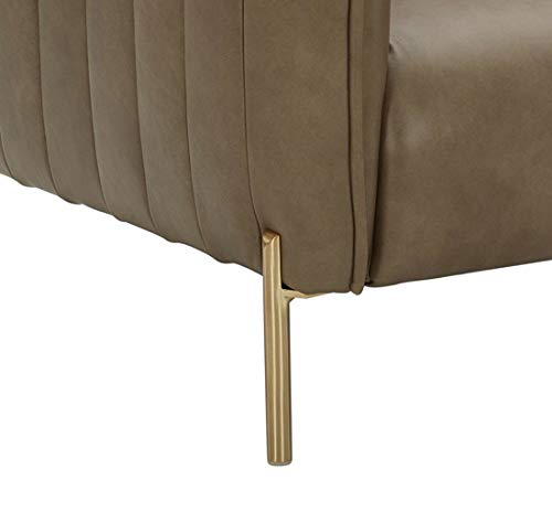 Amazon Brand - Rivet Frederick Mid-Century Channel Tufted Living Room Chair, Taupe Leather, 34.6" D x 38.1" W x 31.4" H