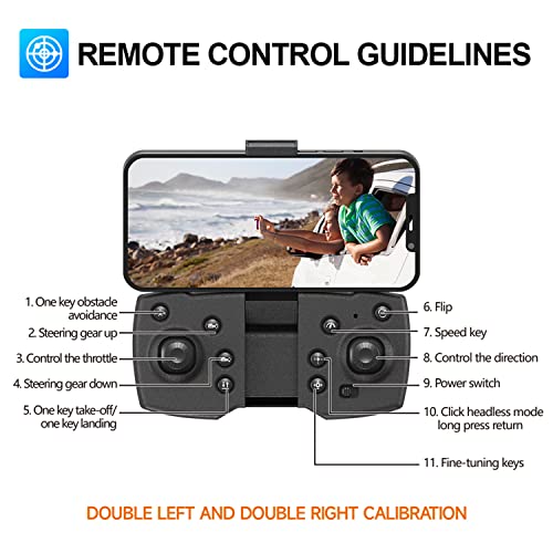 2023 Foldable FPV Drone with Adjustable 4K HD 2.4G WiFi Dual Camera,27MPH Speed,Lightweight RC Quadcopter for/Adults/Beginner/Kids,3 Batteries,Trajectory Flight,3D Flips,1 Key Fly/Land(black)