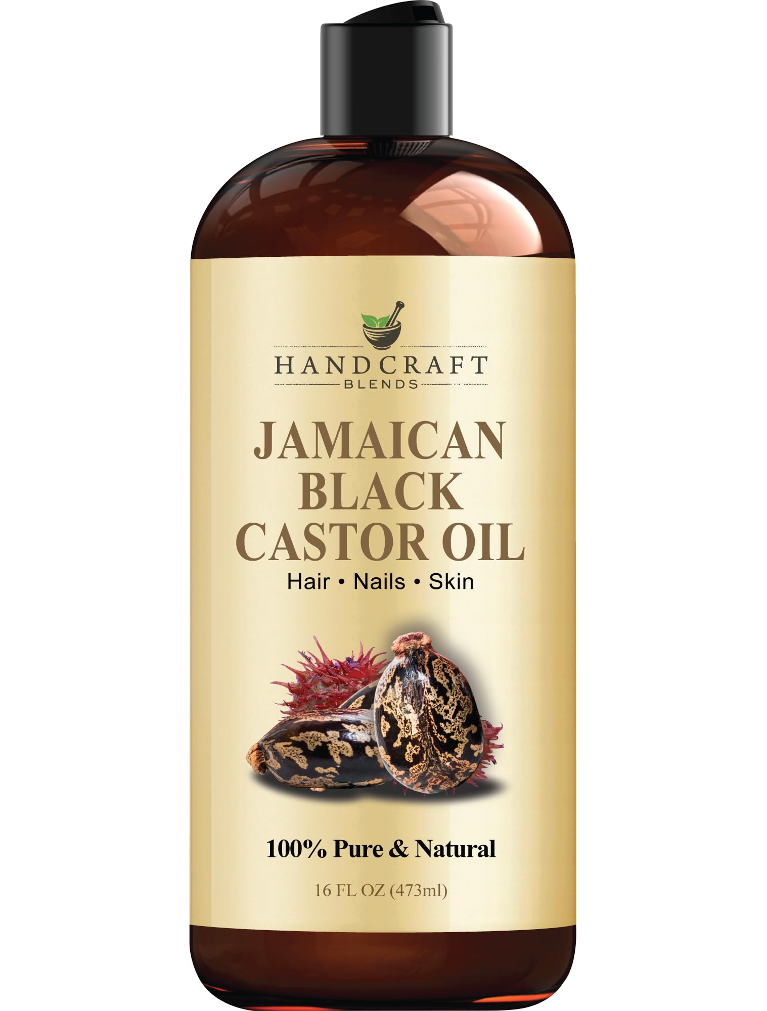 Handcraft Blends Jamaican Black Castor Oil - 16 Fl Oz - 100% Pure and Natural - Premium Grade Oil for Hair Growth, Eyelashes and Eyebrows - Carrier Oil - Hair and Body Oil