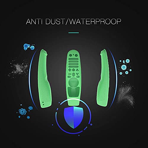 2Pcs Upgraded Protective Cover for LG AN-MR600 / LG AN-MR650 / AN-MR18BA / AN-MR19BA Remote Control Case for LG Smart TV,WQNIDE Silicone Case Anti/Drop/Slip/Scratch/Dust/Water (Blue+Glowing Green)