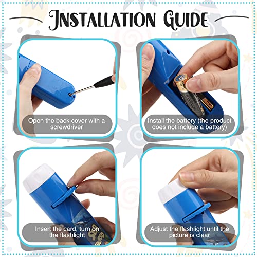 4 Pcs Slide Projector Torch Projection Light Projector Toy Flashlight Educational Learning Bedtime Night Light for Kids Dinosaur Space Ocean Nature Animal (176 Images, 22 Themes)
