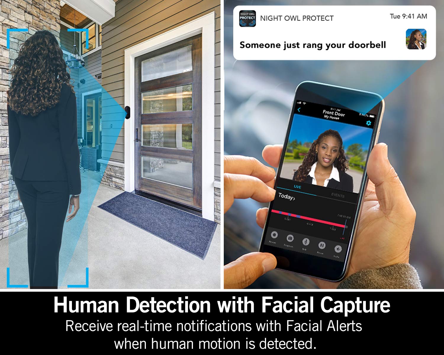 Night Owl 1080p HD Smart Video Doorbell with Night Vision, 2-Way Audio, Remote Viewing Mobile App, Real-Time Alerts, Human Detection Technology, Wide Viewing Angle and Customizable Storage Options