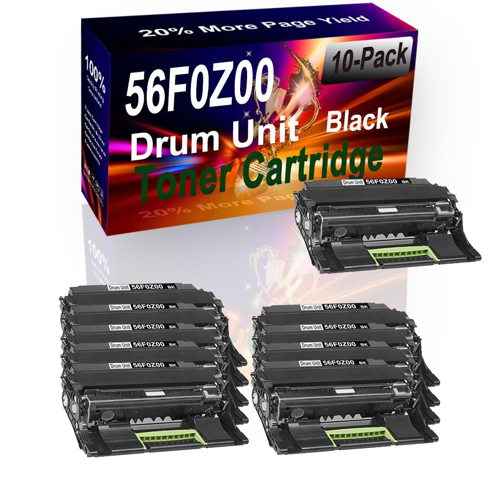 10-Pack Compatible MS321 MS421 MS521 MS621 MS622 MX321 MX421 MX521 MX522 MX622 Printer Series (Black) Imaging Drum Replacement for 56F0Z00 Drum Kit