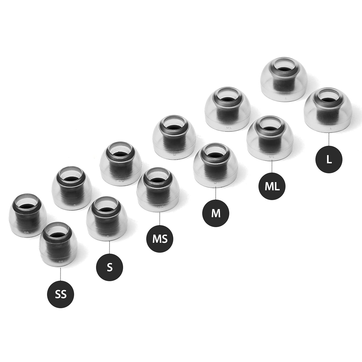 AZLA SednaEarfit Crystal Standard (SS/S/MS) - Earbud Tips for Wireless Headphones - Noise Canceling Earbuds Replacement Tips - Eartips Compatible with Shure, Sony, Beats, Sennheiser, Jabra, and JBL