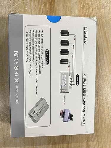 SinLoon Printer Splitter,USB Printer Sharing Switch4 Ports,4 PCs Share 1 USB Device,High Speed Sharing Switcher Printer Scanner External(1 to 4)