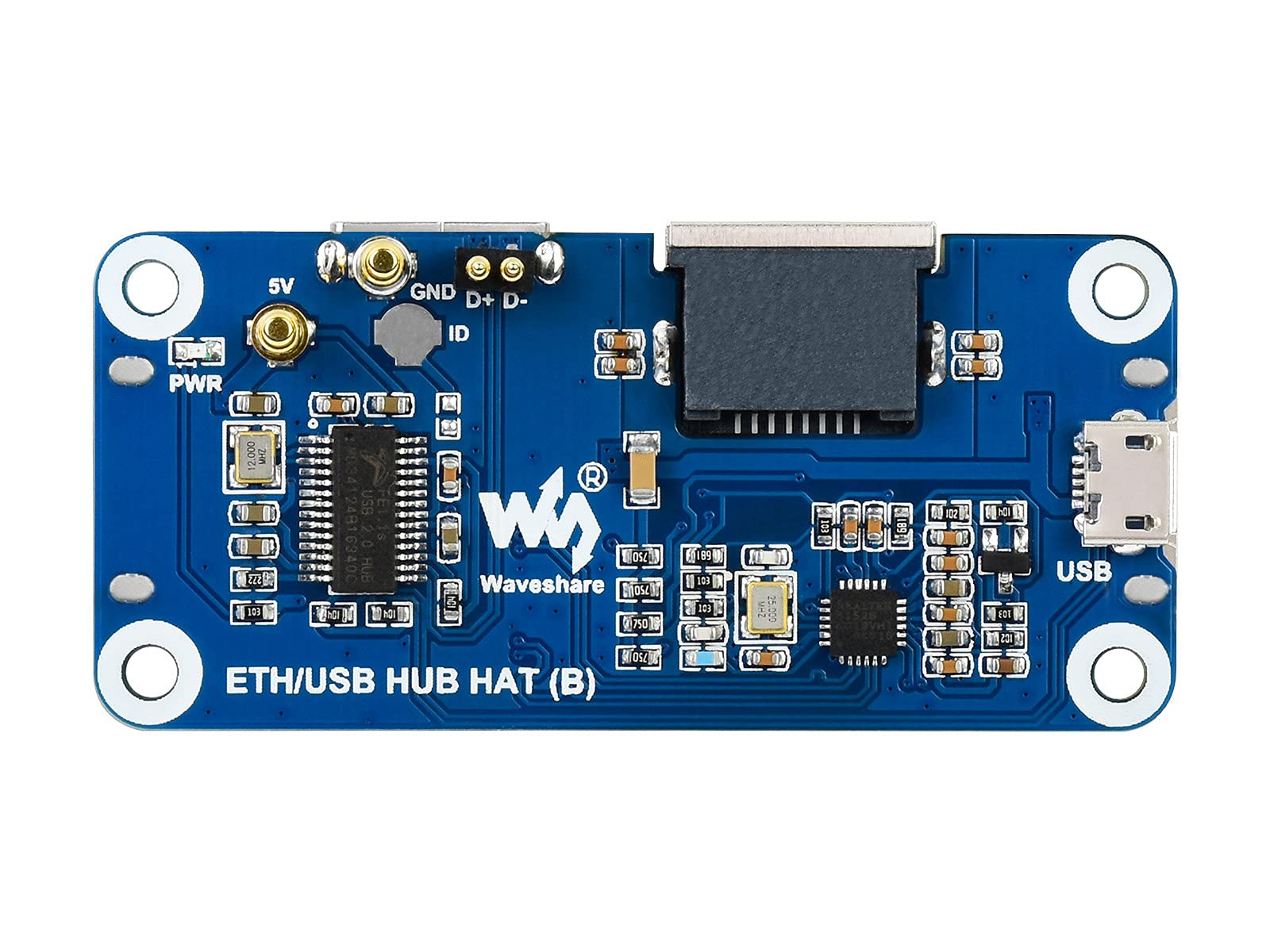 waveshare Ethernet/USB HUB HAT B Expansion Board for Raspberry Pi 4 B/3 B+/3 B/2 B/Zero/Zero 2 W/W/WH,PC,with 1 RJ45 10/100M Ethernet Port, 3 USB Ports Compatible with USB2.0/1.1